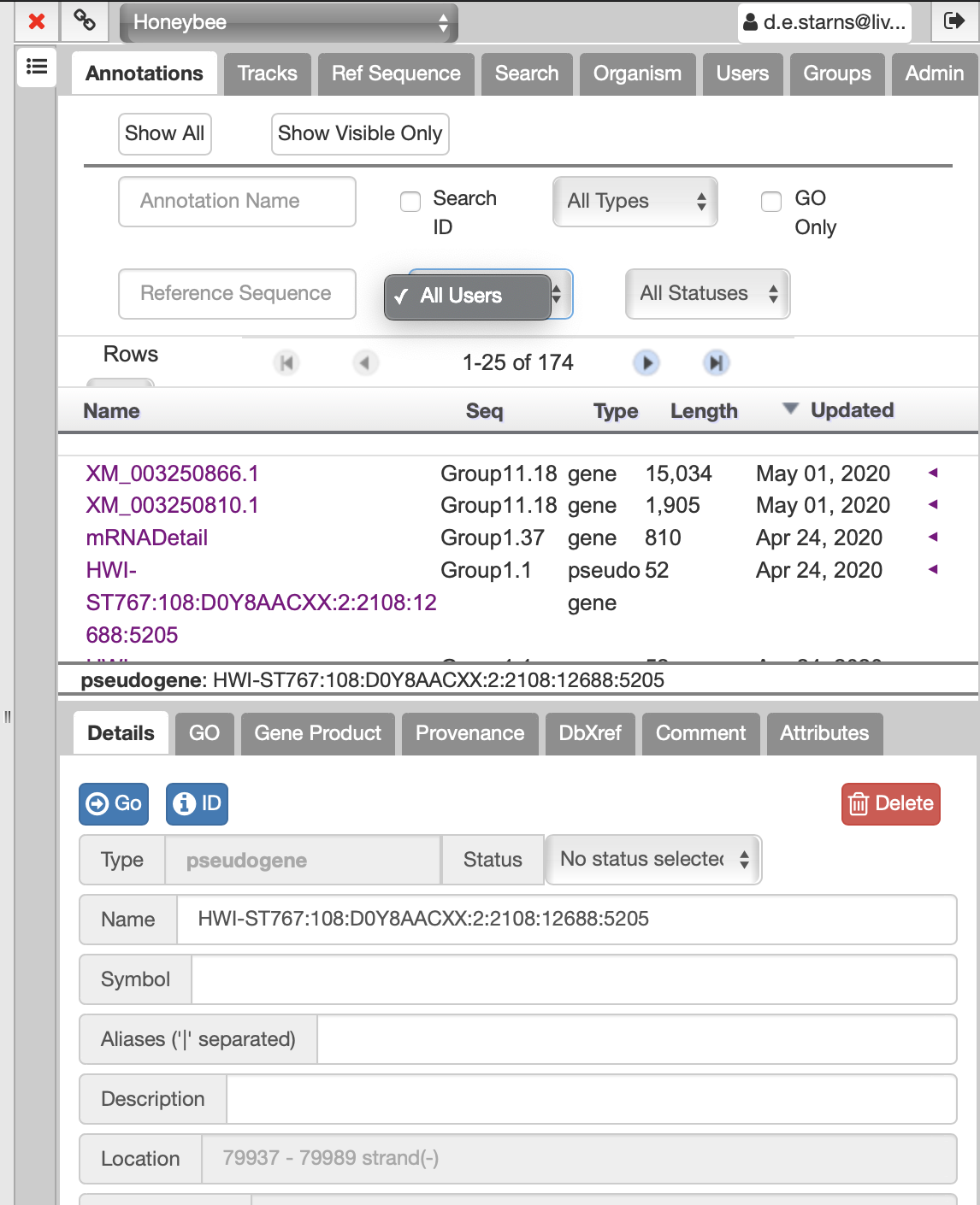 Unable to see annotations by user on annotations tab · Issue #2478 · GMOD/Apollo · GitHub