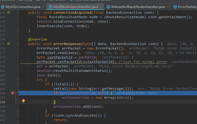 MultiNodeQueryHandler#errorResponse add only one connection to errConnection list · Issue #1166 ...