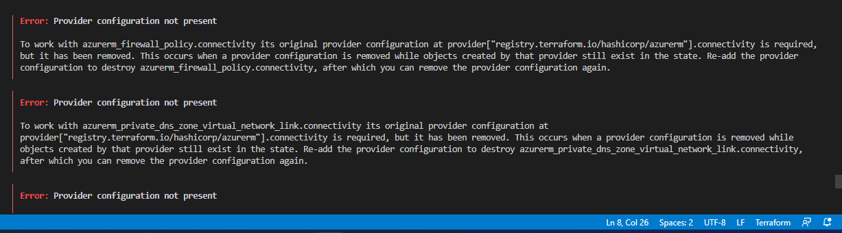 Error: Provider configuration not present · Issue #352 · Azure/terraform-azurerm-caf-enterprise ...