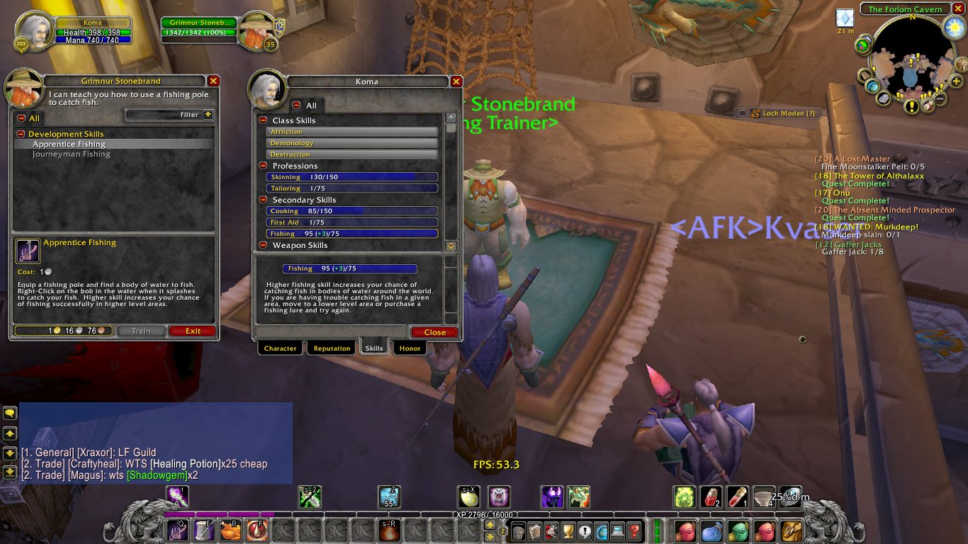 Gubber Blump drop your skills in fishing to 75 if u had Journeyman+ ...