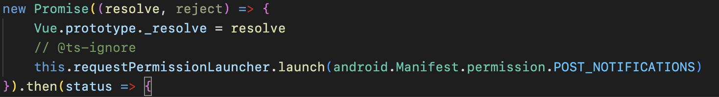 requestPermission not working on Android 13 · Issue #125 · NativeScript/firebase · GitHub