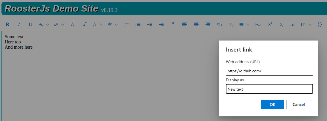 Creating link does not replace the whole selected text · Issue #917 · microsoft/roosterjs · GitHub
