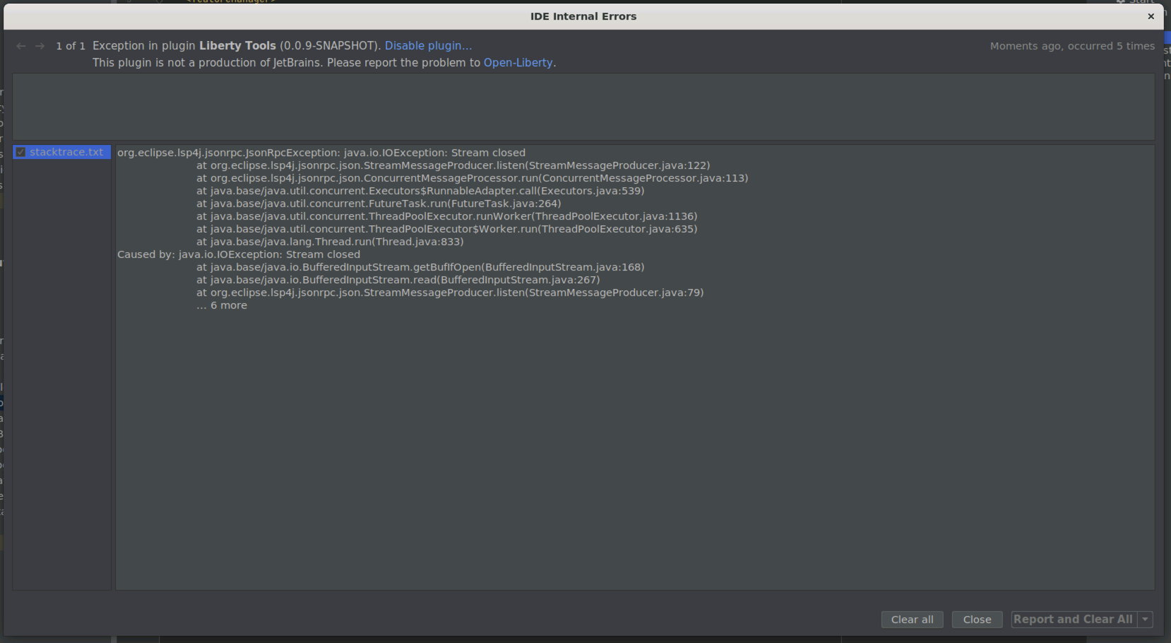 Ioexception When Closing Files · Issue 400 · Openlibertyliberty Tools Intellij · Github