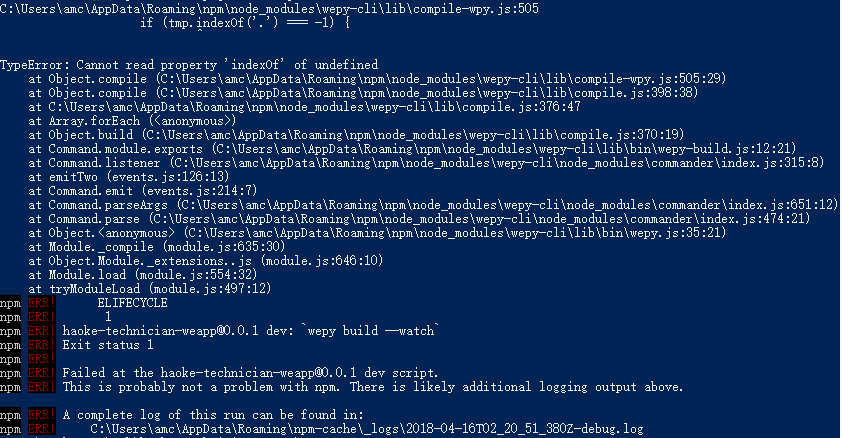 执行 npm run dev 报错 · Issue #1220 · Tencent/wepy · GitHub