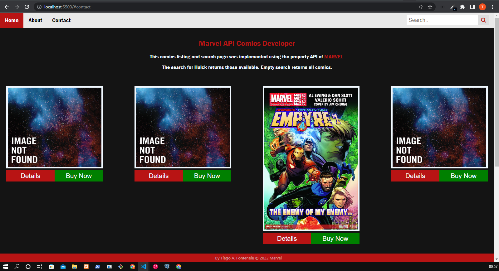 Github Tiagoarrfmarvel Api Developer Project That Consumes An Api Provided By Marvel 
