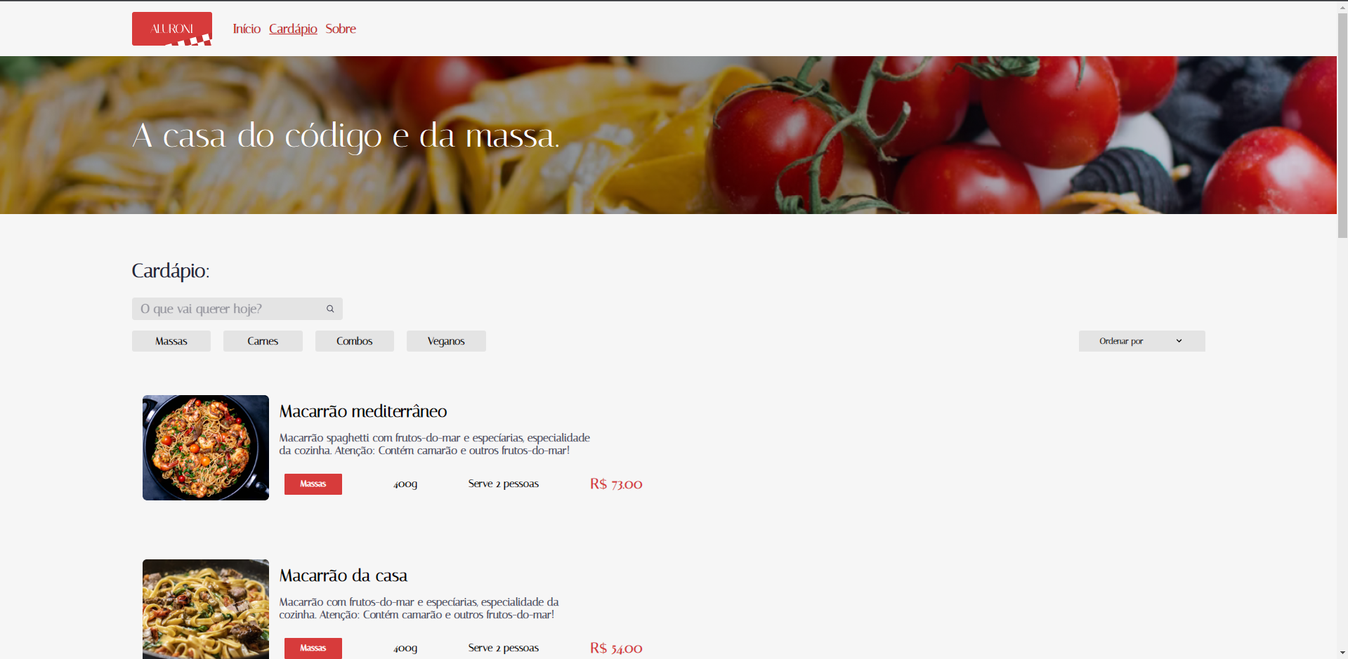 GitHub - Levieber/aluroni: Uma fictícia casa de massas para treinar React com Typescript
