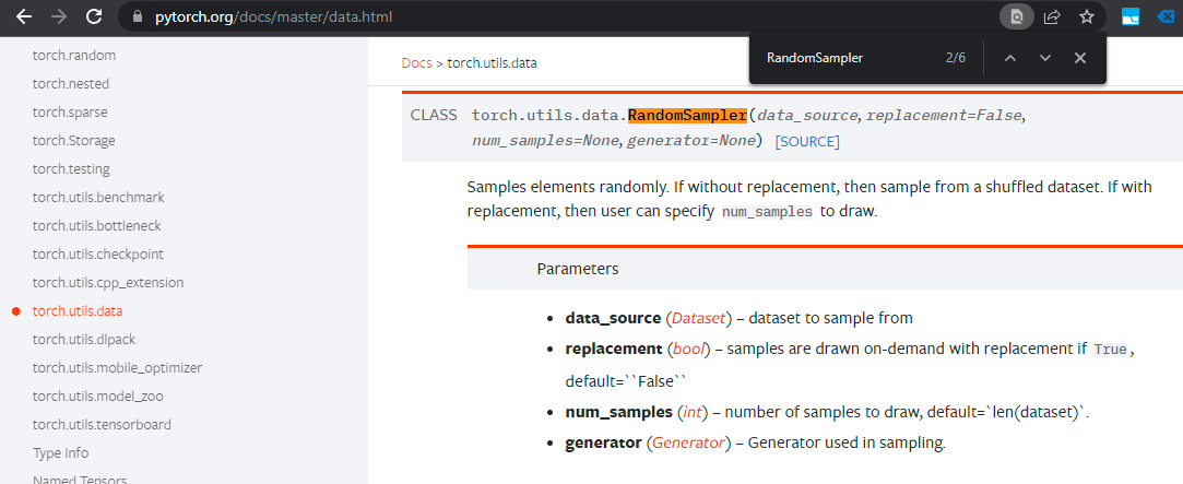 [docs] RandomSampler has unrendered back-ticks · Issue #74937 · pytorch/pytorch · GitHub