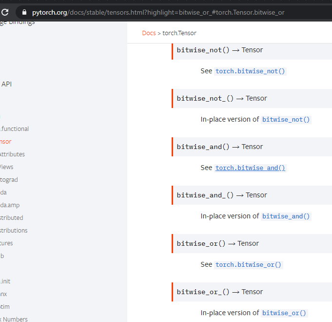 [docs] Bitwise ops miss arguments · Issue #42228 · pytorch/pytorch · GitHub