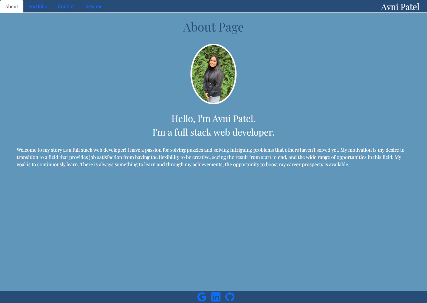 GitHub - avni0000patel/React-Portfolio: In this project my professional portfolio using react ...