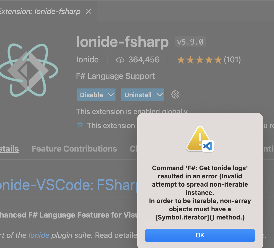 Get ionide logs error · Issue #1624 · ionide/ionide-vscode-fsharp · GitHub