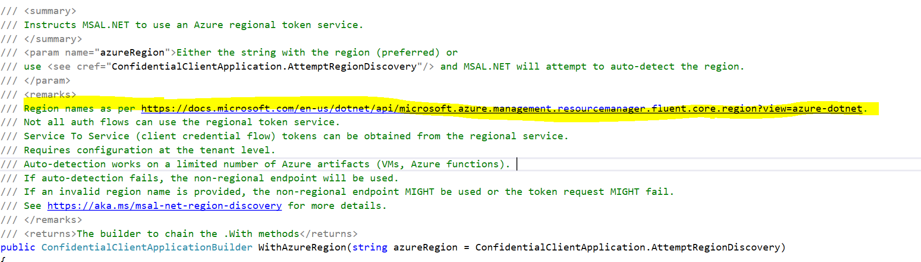 [Documentation] WithRegionName documentation summary provide incorrect region name link · Issue ...