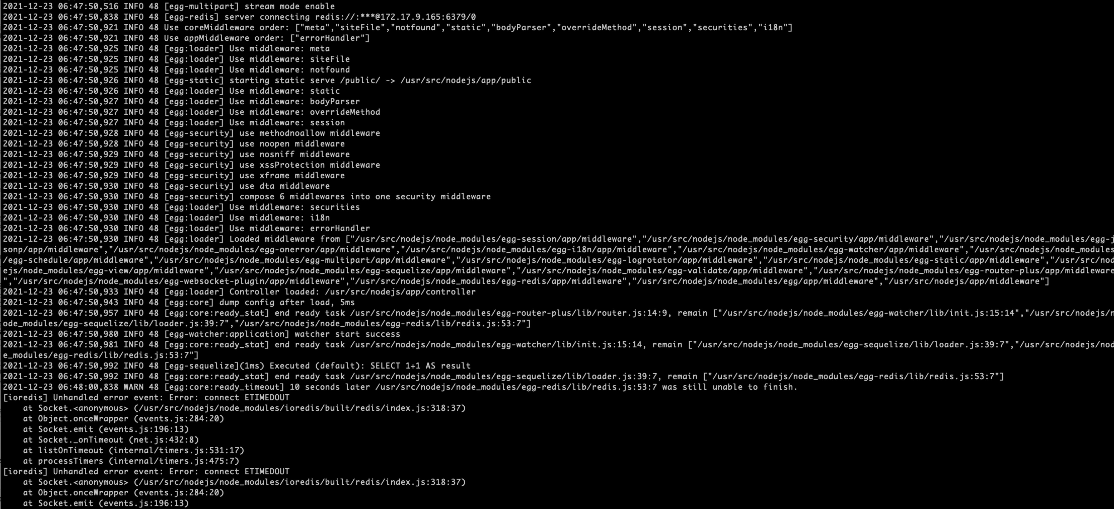 egg-redis 一直 [ioredis] Unhandled error event: Error: connect ETIMEDOUT · Issue #4839 · eggjs/egg ...