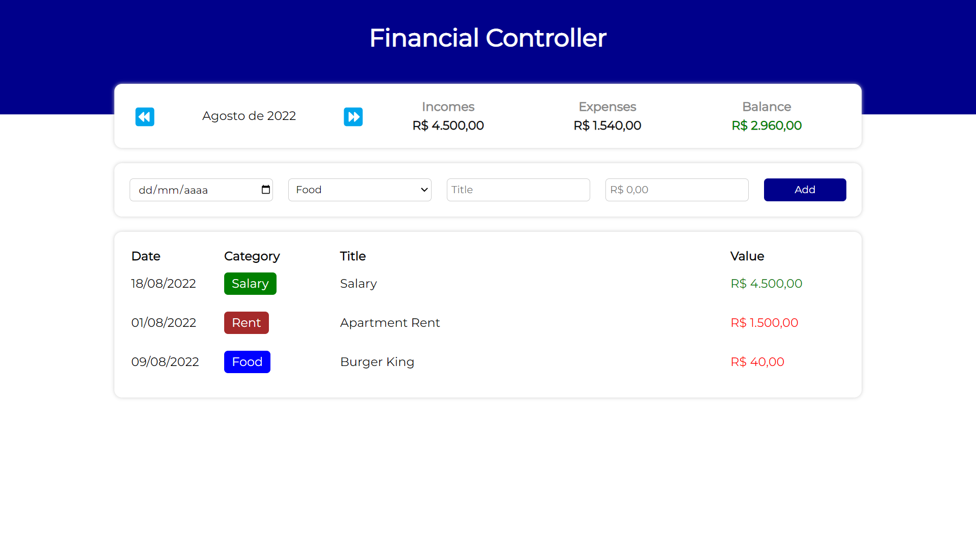 Github Arthurborgess React Financial Controller