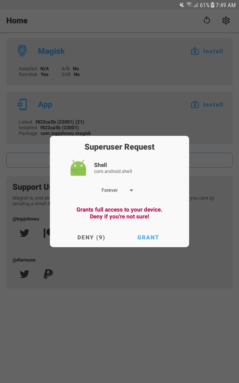 [ERROR] [`T377R4`] TWRP install provides no root, manual patching boot.img errors with inability ...