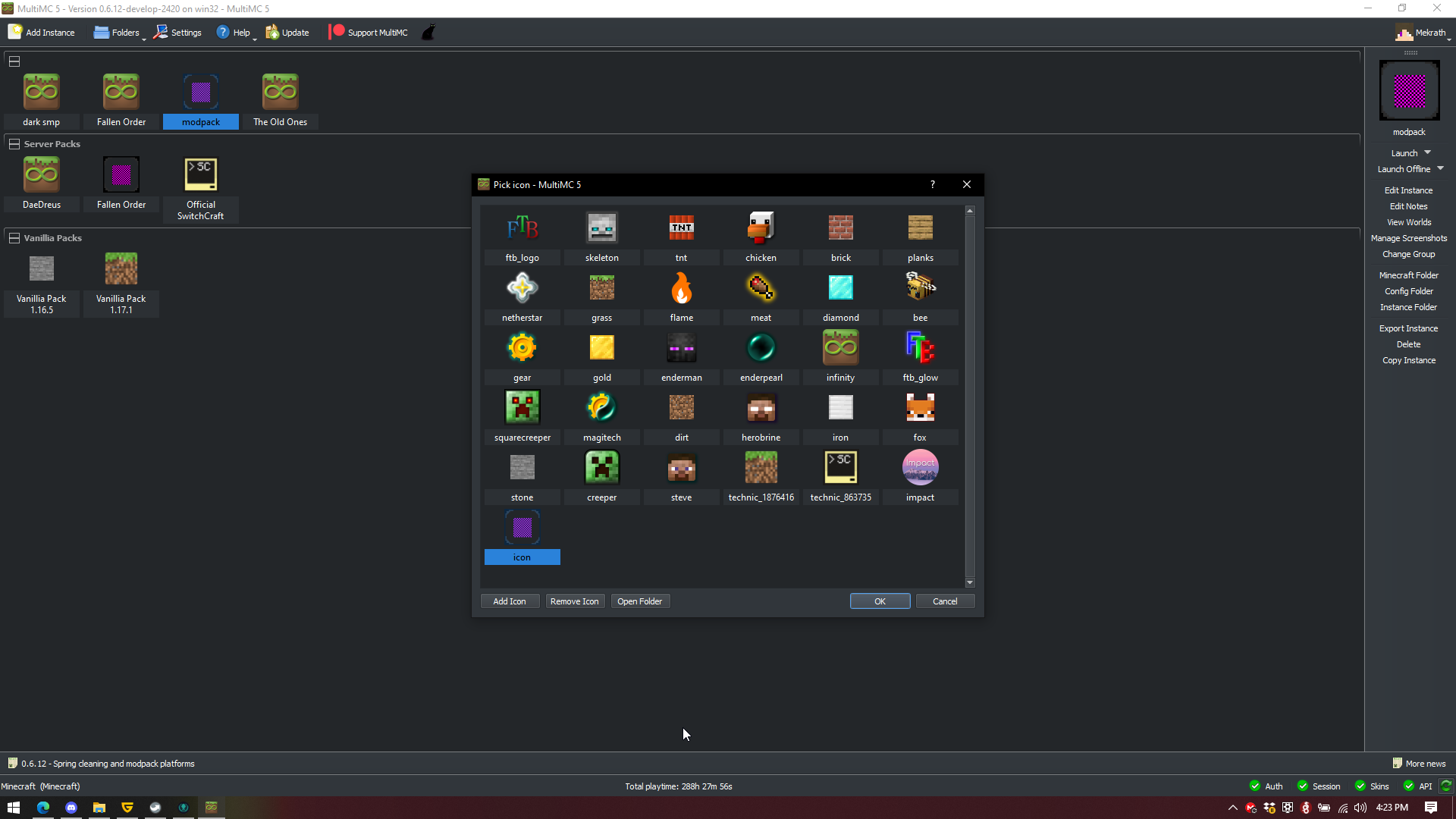 If two packs share the same iconKey with a custom icon, the new pack's ...