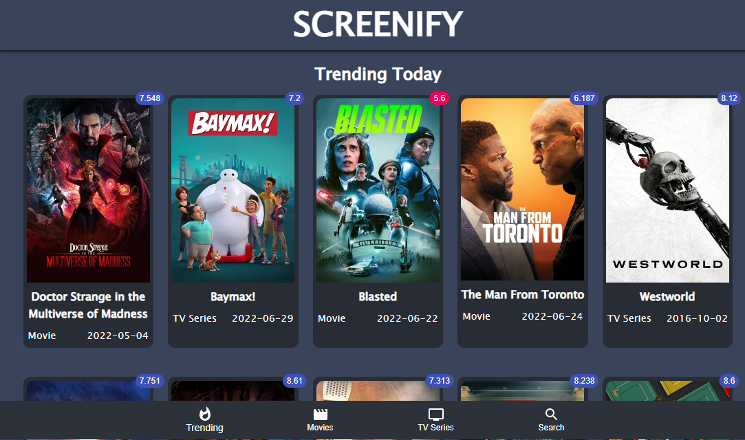 GitHub - Ezelu/screenify: A movie recommendation web app that shows trending movies and allows ...
