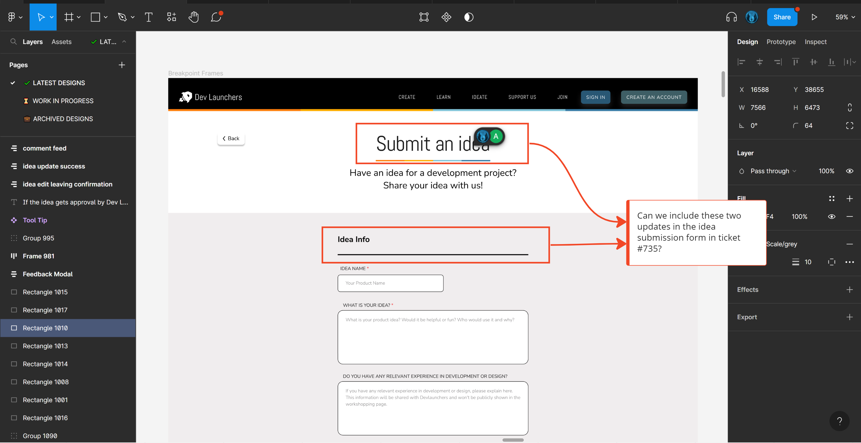 [ENHANCEMENT - DEV] Update design layout and content of idea submission ...