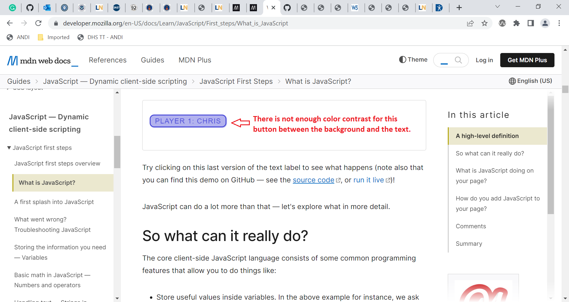 Poor Color Contrast of the "Player 1: Chris" Button · Issue #25018 · mdn/content · GitHub