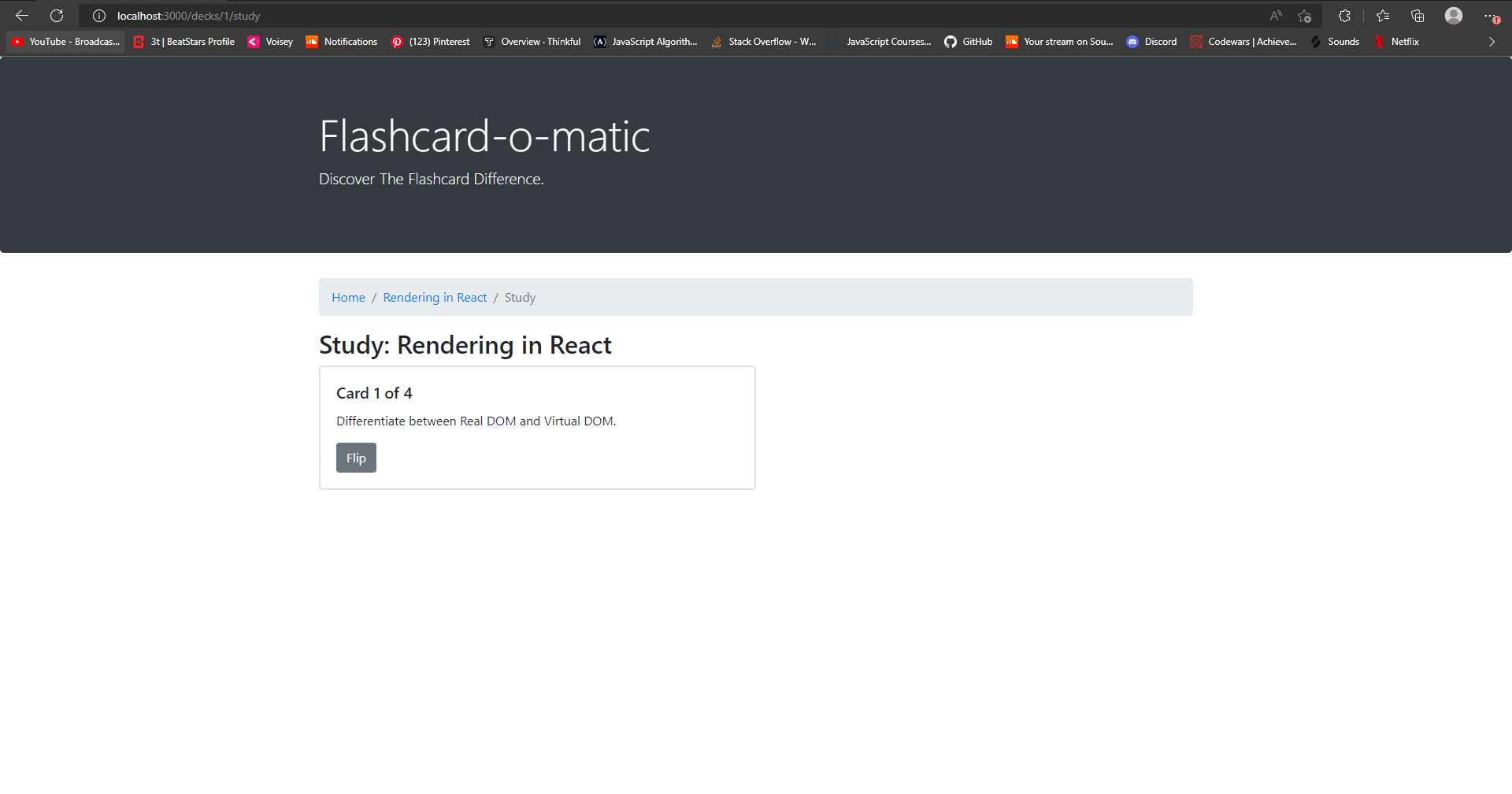 GitHub - EthenThinkful/flash-card-app: Study with digital flashcards!