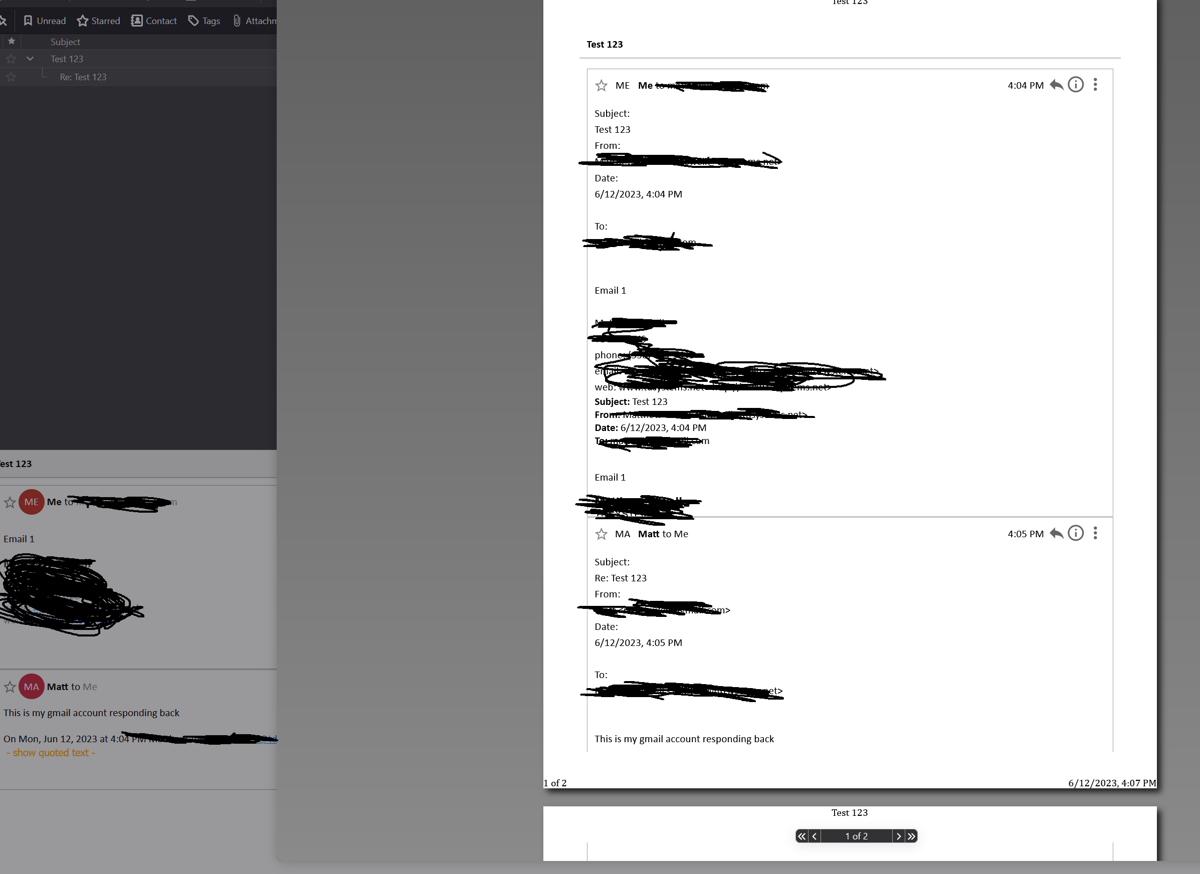 "Print this conversation" Prints a duplicate of each message in the ...