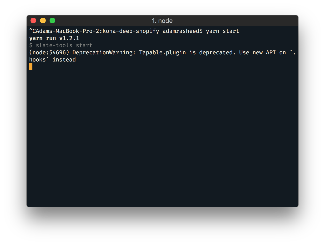 Getting "DeprecationWarning: Tapable.plugin is deprecated. Use new API on `.hooks` instead" on ...