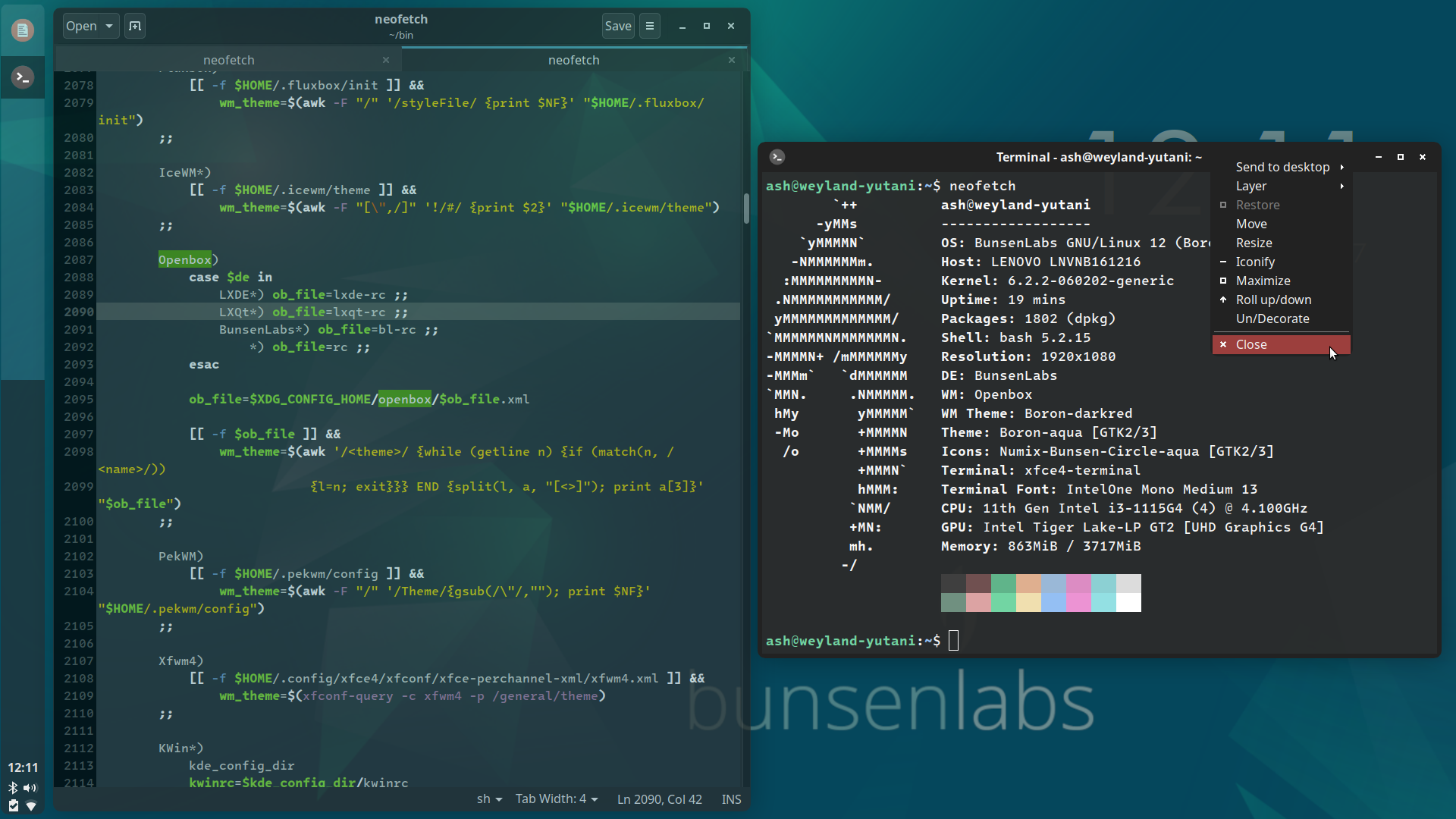 BunsenLabs DE: Incorrect WM theme displayed · Issue #2389 · dylanaraps/neofetch · GitHub