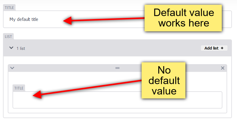 Default values don't work inside lists · Issue #1653 · decaporg/decap-cms · GitHub