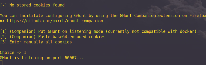 Stuck when synchronizing Ghunt Companion · Issue #465 · mxrch/GHunt · GitHub