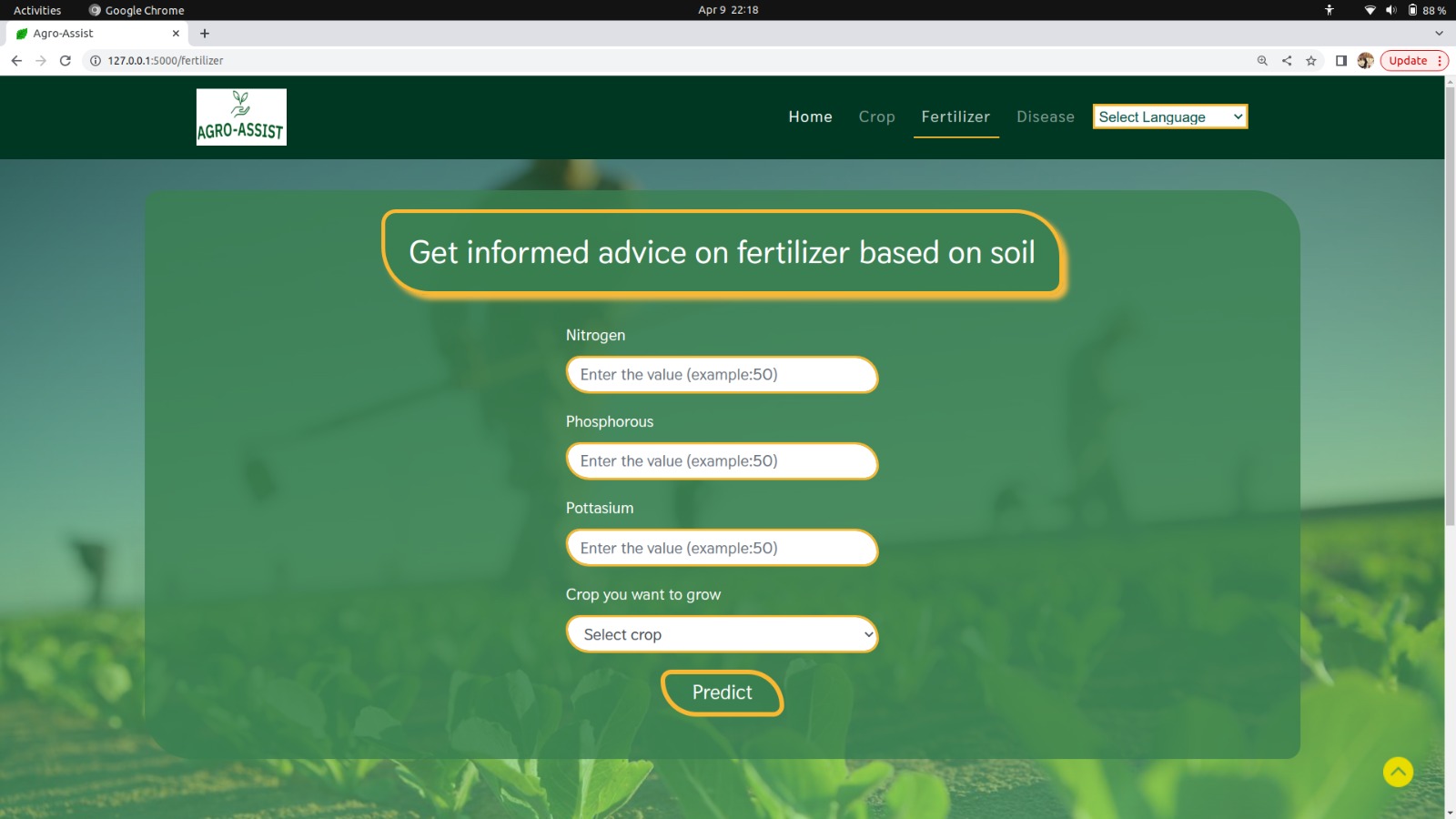 GitHub - Nithya113/Farming-Assistance-System-using-Machine-Learning
