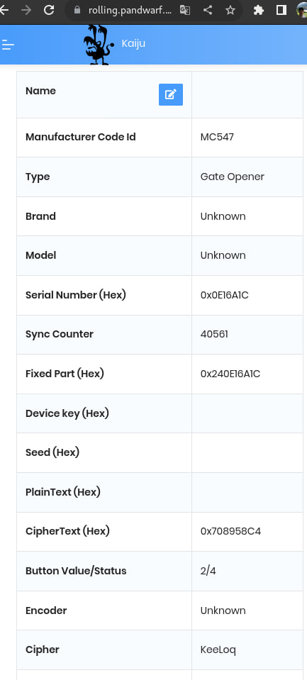 Keeloq unknown: Fantom/Highland T3401 gate remote · Issue #3085 · flipperdevices/flipperzero ...