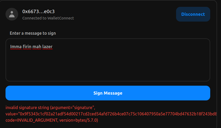 Bug Invalid Signature String With Usesignmessage Using Loopring Wallet Via Walletconnect