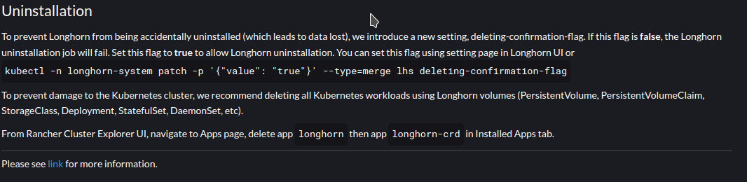 [IMPROVEMENT] Update uninstallation info to include the 'Deleting Confirmation Flag' in chart ...