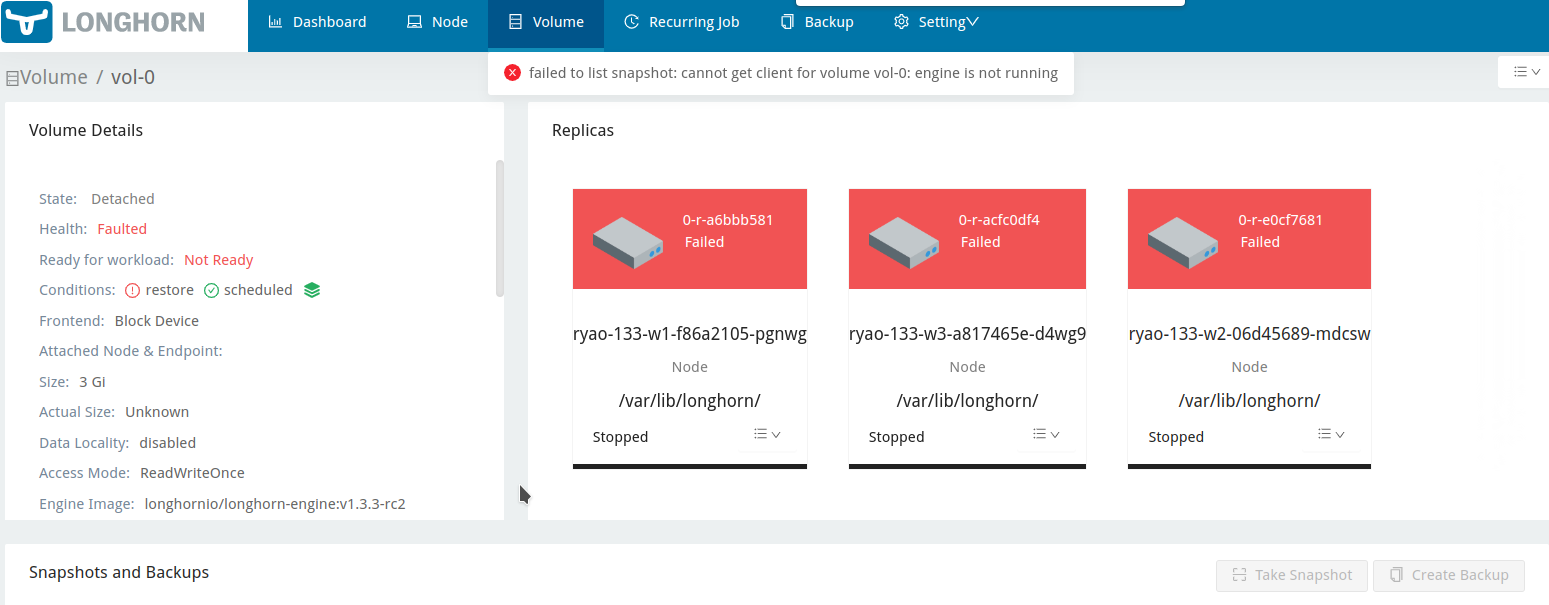 Bug After The Node Reconnects The Restoring Volume Sometimes Becomes Faulted · Issue 5666