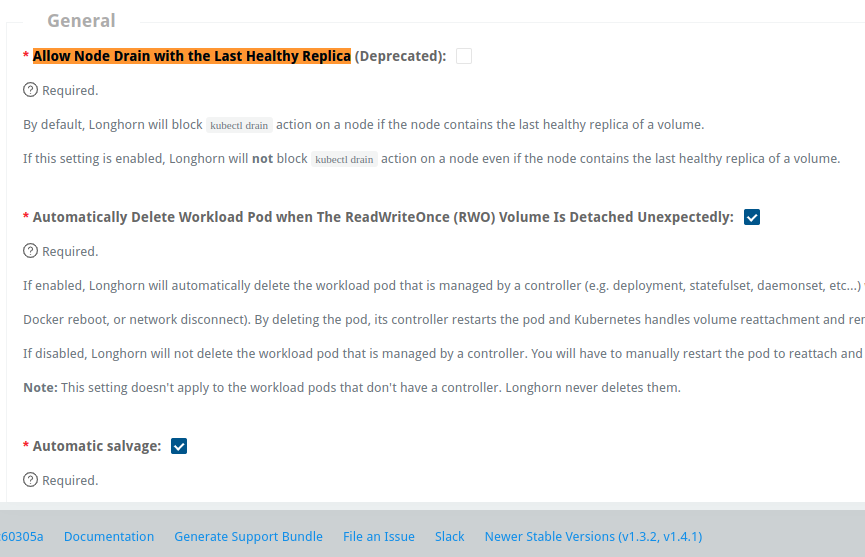 [BACKPORT][v1.4.2][IMPROVEMENT] Deprecate the setting `allow-node-drain-with-last-healthy ...