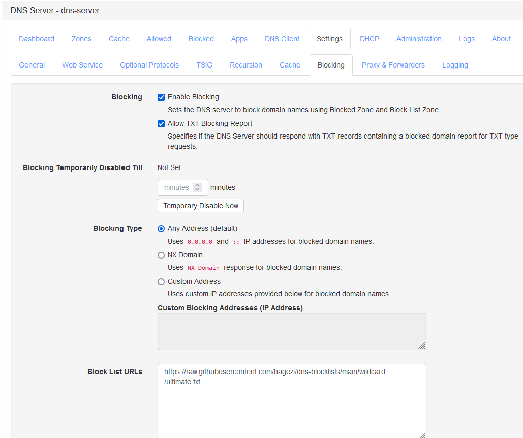Technitium DNS Server does not support wildcard · Issue #205 · hagezi/dns-blocklists · GitHub