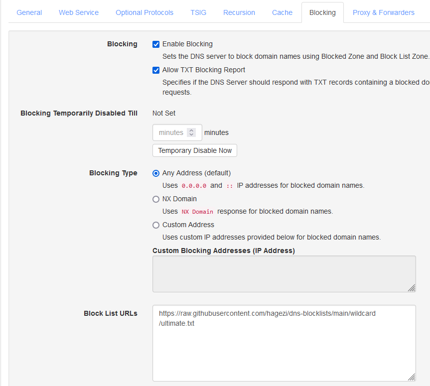 Technitium DNS Server does not support wildcard · Issue #205 · hagezi/dns-blocklists · GitHub
