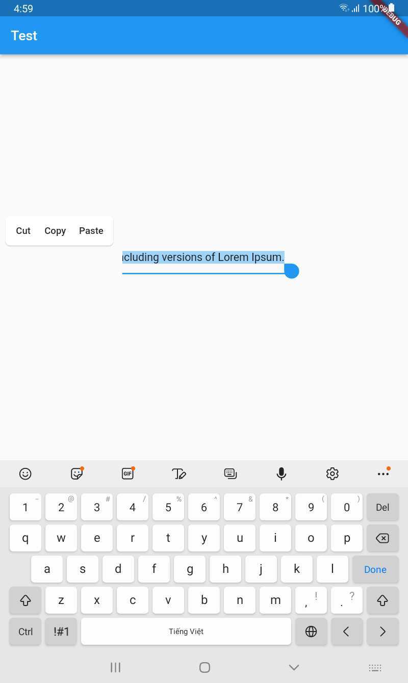 Text Editing Toolbar is displayed in the wrong position for single line ...