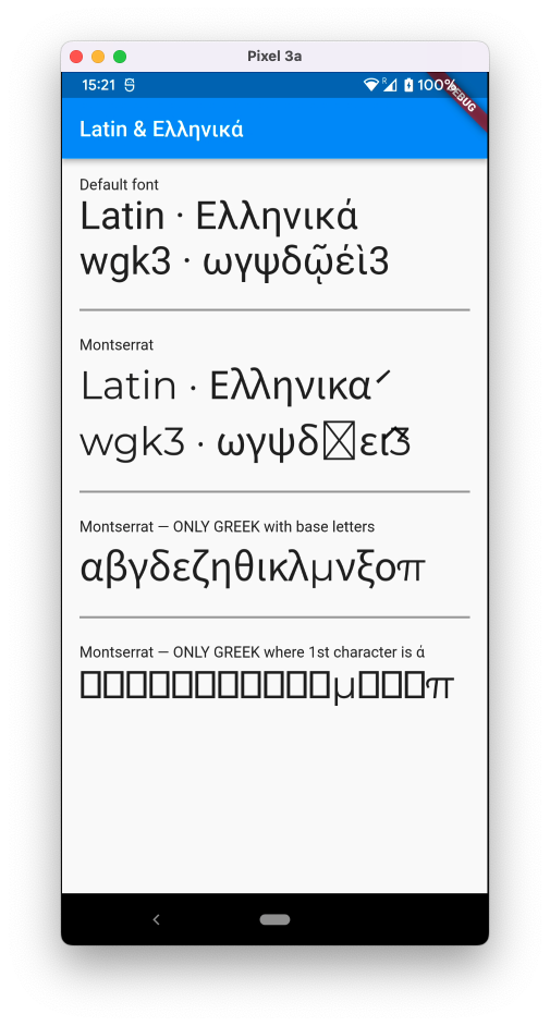 Fallback system font for Greek characters is not working · Issue #109516 · flutter/flutter · GitHub