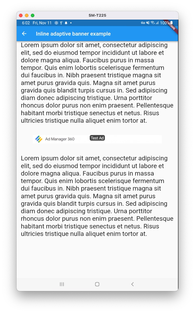 AdManagerBannerAd does not expand even after setting AnchoredAdaptiveBannerAdSize to ...