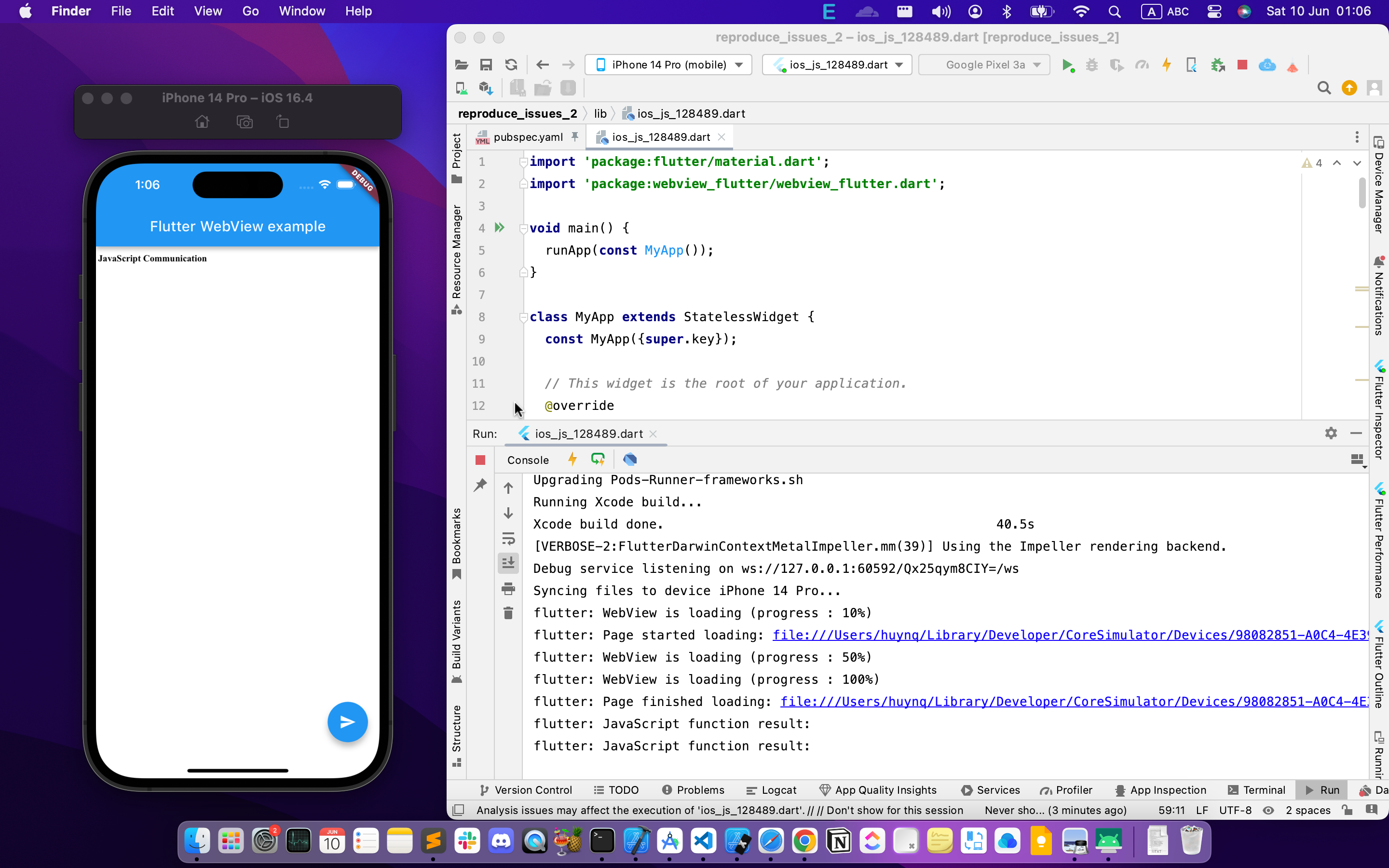 [webview_flutter] Can not invoke Javascript function on iOS · Issue #128489 · flutter/flutter ...