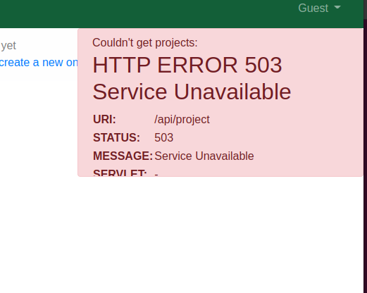 Couldn't get projects: Failed to fetch - http 503 error · greatbit quack · Discussion #215 · GitHub