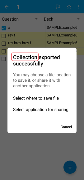 [Bug] After just exporting a single note, "Collection exported" message gets shown · Issue ...
