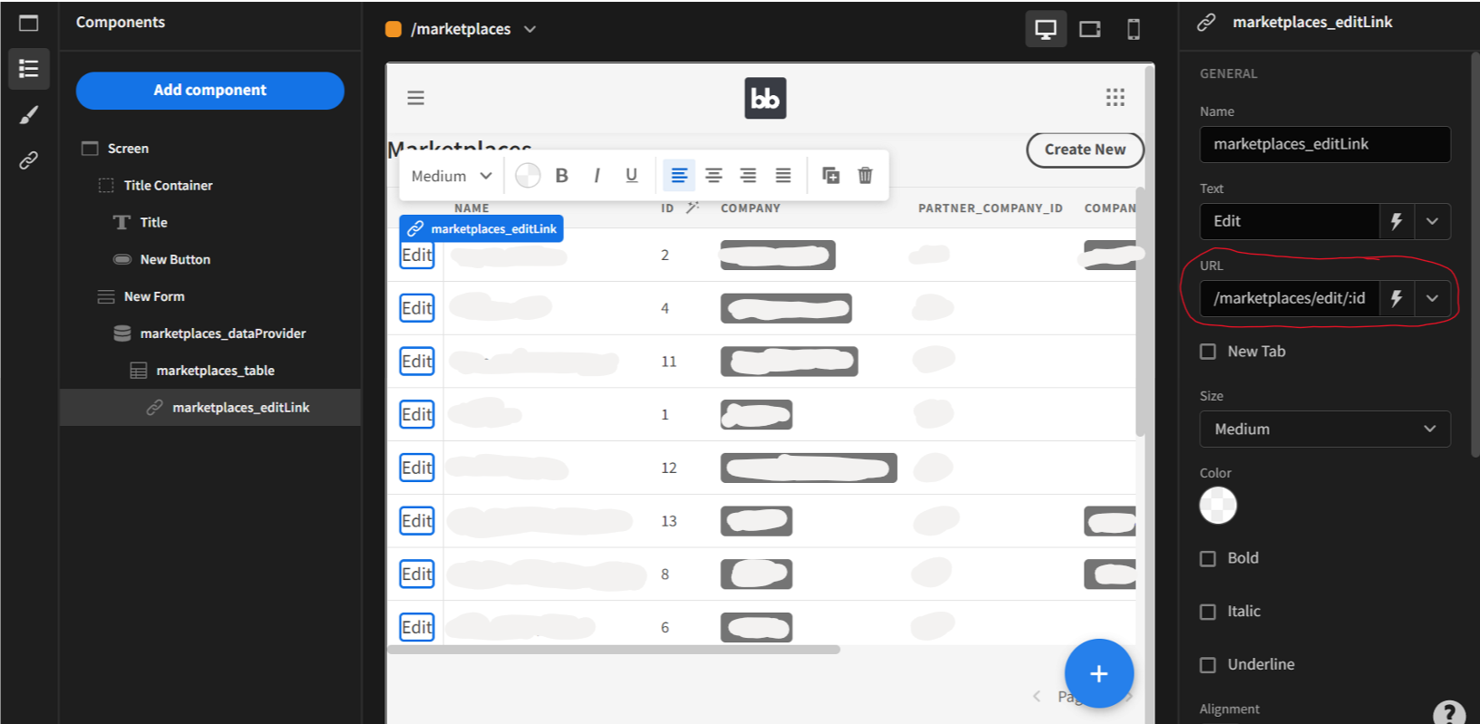 Using Same Url Variable As Binding To Lead To Different Screens