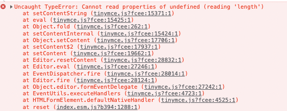 Inline Editor throws cannot read property length of undefined (setContentString) when using ...