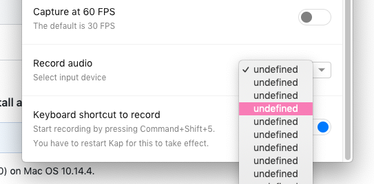Unhandled Promise Rejection Error: Call `.startRecording()` · Issue #596 · wulkano/Kap · GitHub