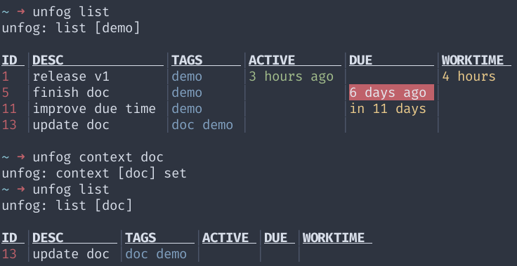 GitHub - Bherzet/unfog-cli: ⏱ A simple task & time manager, written in Haskell.