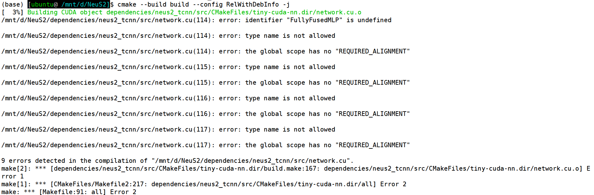 error: identifier "FullyFusedMLP" is undefined · Issue #15 · 19reborn/NeuS2 · GitHub