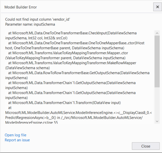 Error On Try Your Model · Issue 1310 · Dotnetmachinelearning Modelbuilder · Github 2694