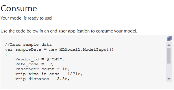 Consume page code not selectable · Issue #1314 · dotnet/machinelearning-modelbuilder · GitHub