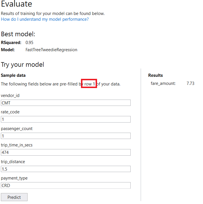 Evaluate page Try model brings in 2nd row of data · Issue #1731 · dotnet/machinelearning ...